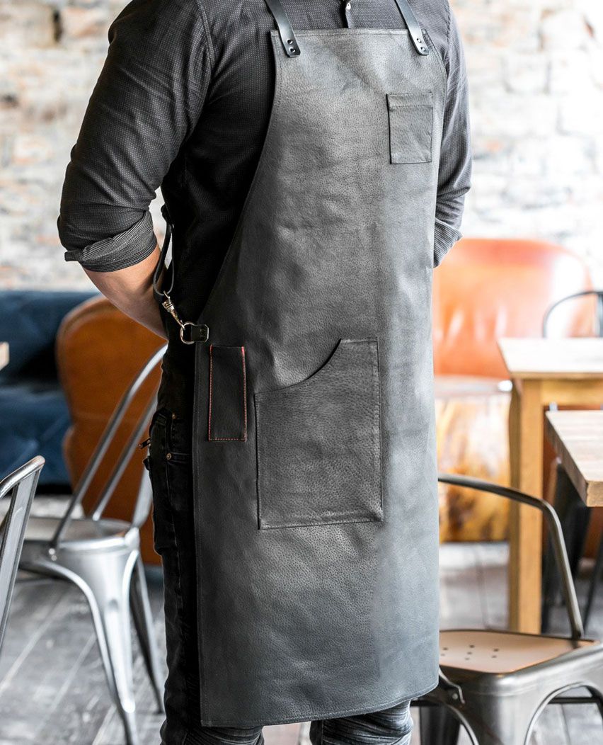 Black Leather Bartender Apron